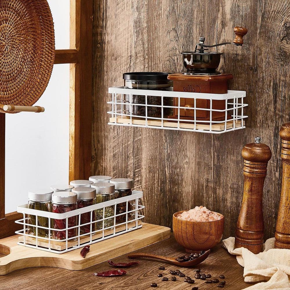 White 10 in. x 2.6 in. Metal Decorative Basket (Set of 2) Z0D5Y3CQ6H ...