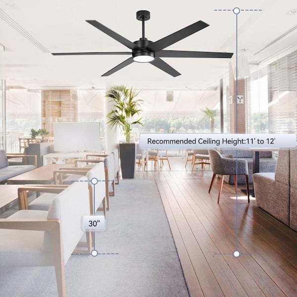 Airsurfer Primo 72 in. Black Modern Ceiling Fan with 6 Plywood Blades ...