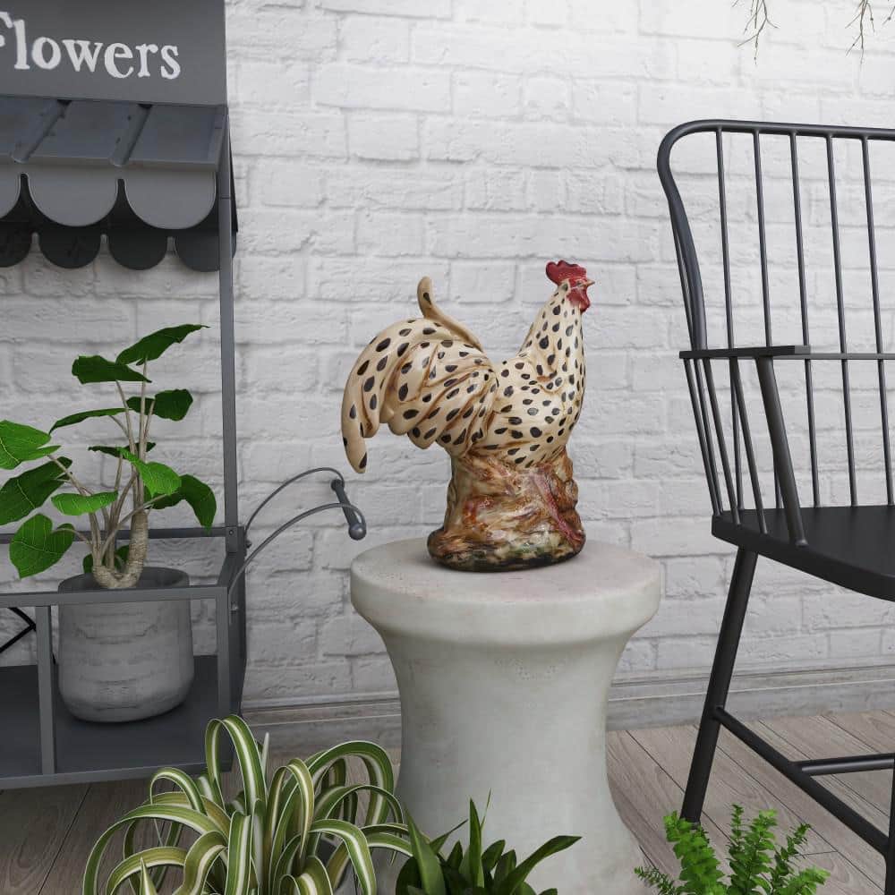 Litton Lane 6 in. x 14 in. 14 in. Ceramic Indoor Outdoor Rooster Garden ...