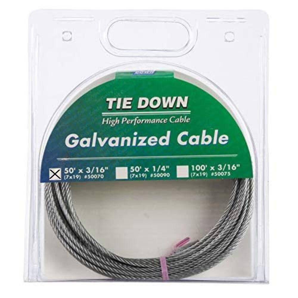 Tie Down 50 ft. 3/16 in. Galvanized Cable Roof Safety Tool 50070 - The ...