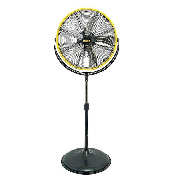 20 in. Industrial Pedestal Fan in Black – 180° Tilt, 3 Speeds, 80 ...
