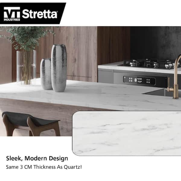 STRETTA 6 ft. White Laminate Countertop Kit with Full-Thickness Square ...