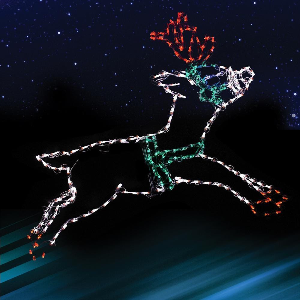 HOLIDYNAMICS HOLIDAY LIGHTING SOLUTIONS 45 in. LED Reindeer Leaping ...