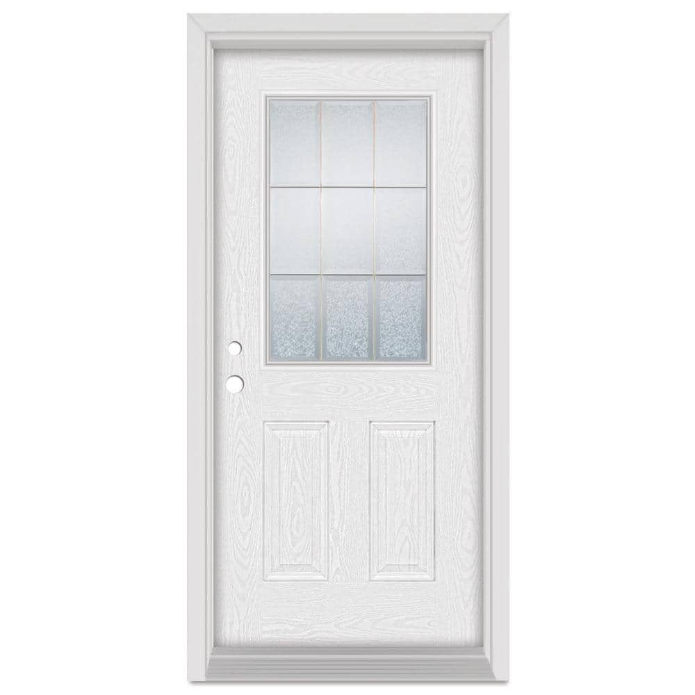 Stanley Doors 32 in. x 80 in. Geometric Right-Hand 1/2 Lite Brass ...