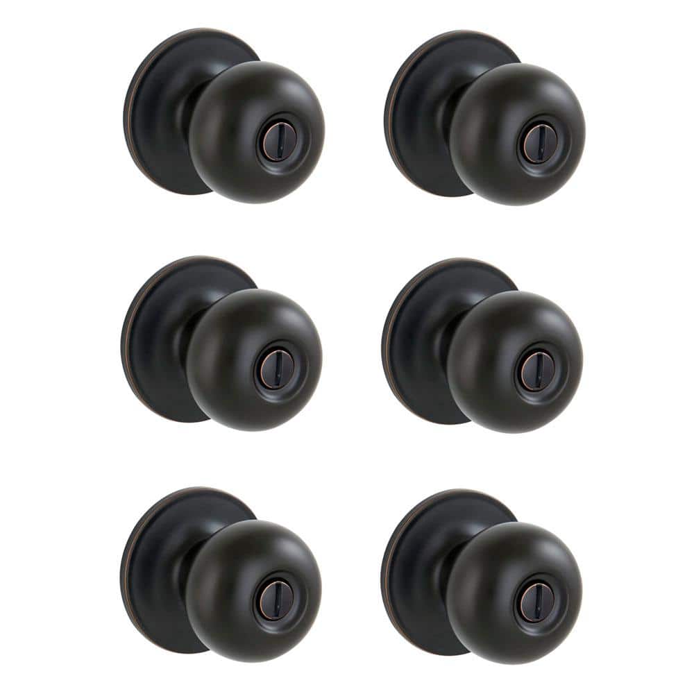 ESSENTIALS by Schlage Jeffir Aged Bronze Privacy Bed/Bath Door Knob (6 ...