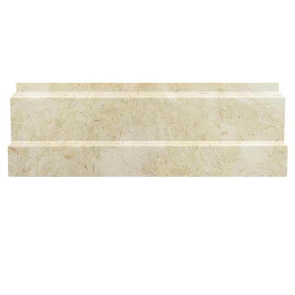 Apollo Tile Beige Grandis 4 in. x 12 in. Marble Polished Baseboard Tile ...