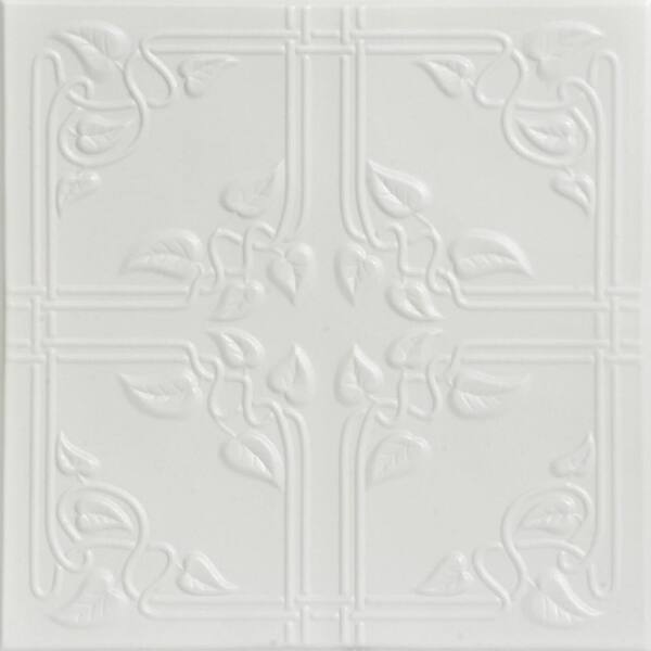A La Maison Ceilings Ivy Leaves Dove White 1.6 ft. x 1.6 ft. Decorative ...