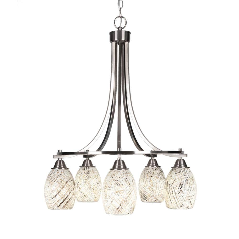 Madison 5-Light Brushed Nickel Round Chandelier with 5 in. Natural ...