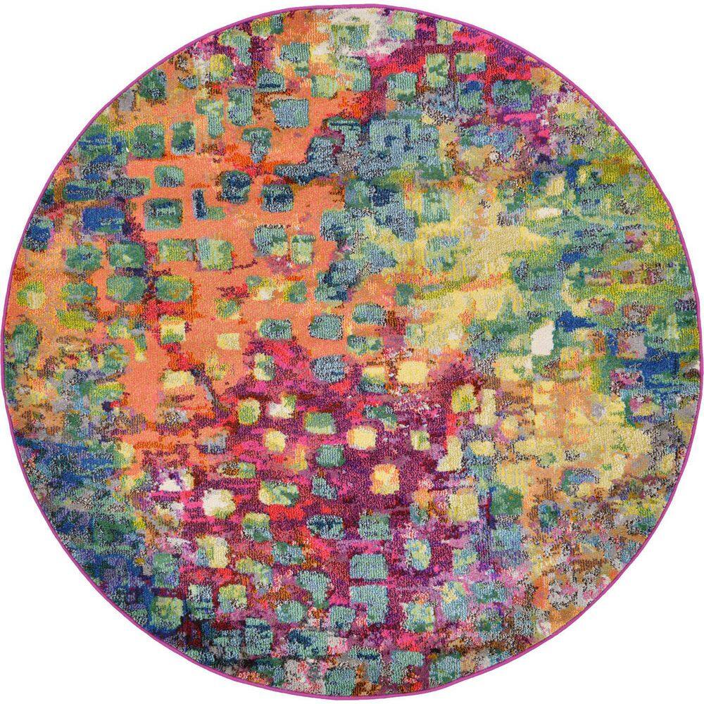 Unique Loom Jardin Ivy Multi 6' 0 x 6' 0 Round Rug 3119806 - The Home Depot