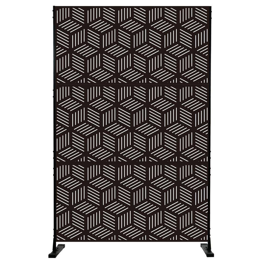 KOZYARD 74 in. H x 47 in. W Black Metal Privacy Screen Decorative ...