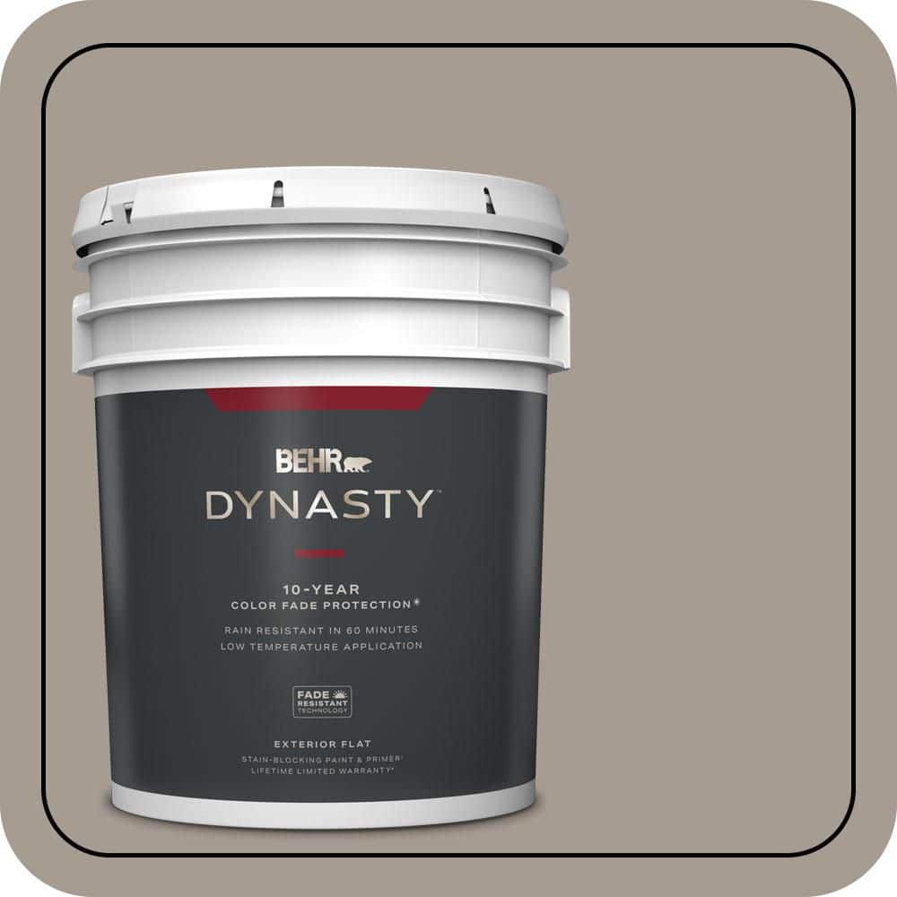 BEHR DYNASTY 5 gal. #N200-4 Rustic Taupe Flat Exterior Stain-Blocking ...