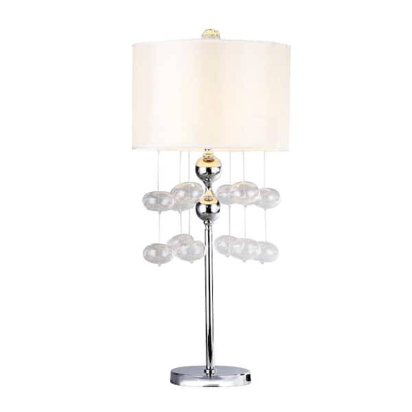 Warehouse of Tiffany 13 in. 1-Light Faye Chrome Finish Table Lamp ...