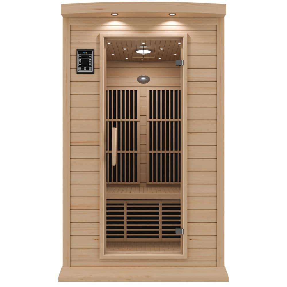 SaunaSpa 2-Person Indoor Hemlock Wood Infrared Sauna with Touch Control ...