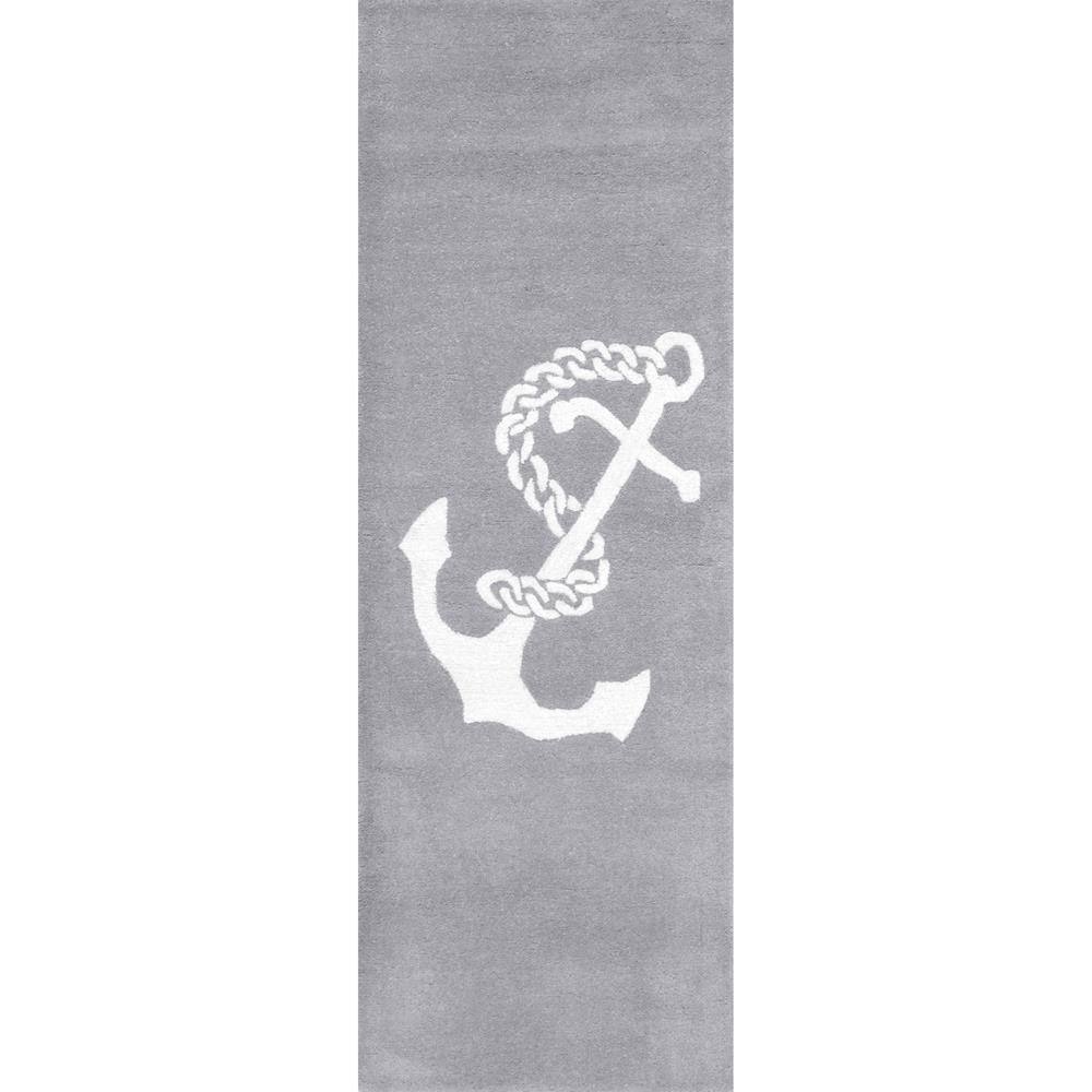 nuLOOM Nautical Anchor Gray 2 ft. x 6 ft. Indoor Runner Rug MTVS41D-206 ...