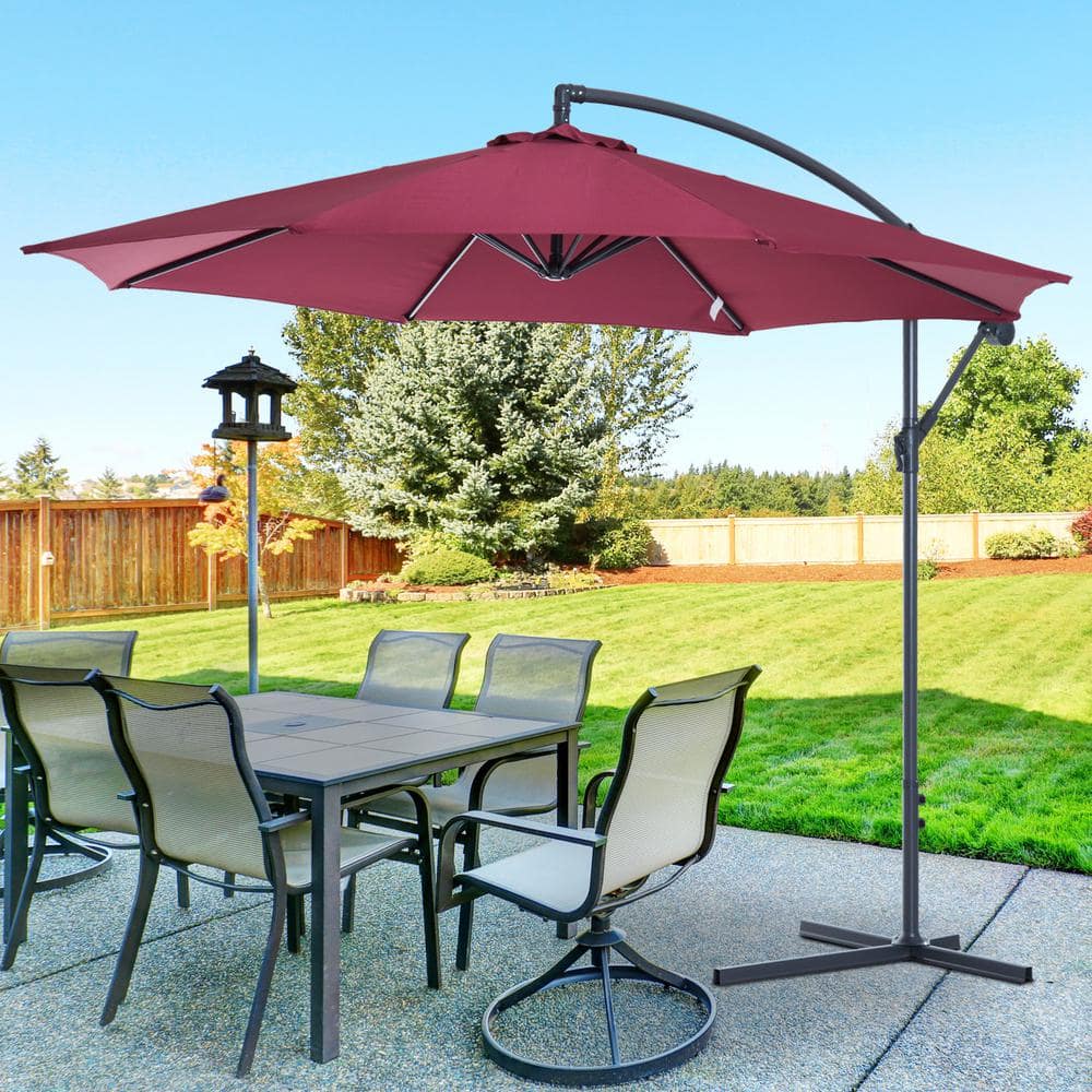 Buy 10 ft. Cantilever Hanging Tilt Offset Patio Umbrella with UV and ...