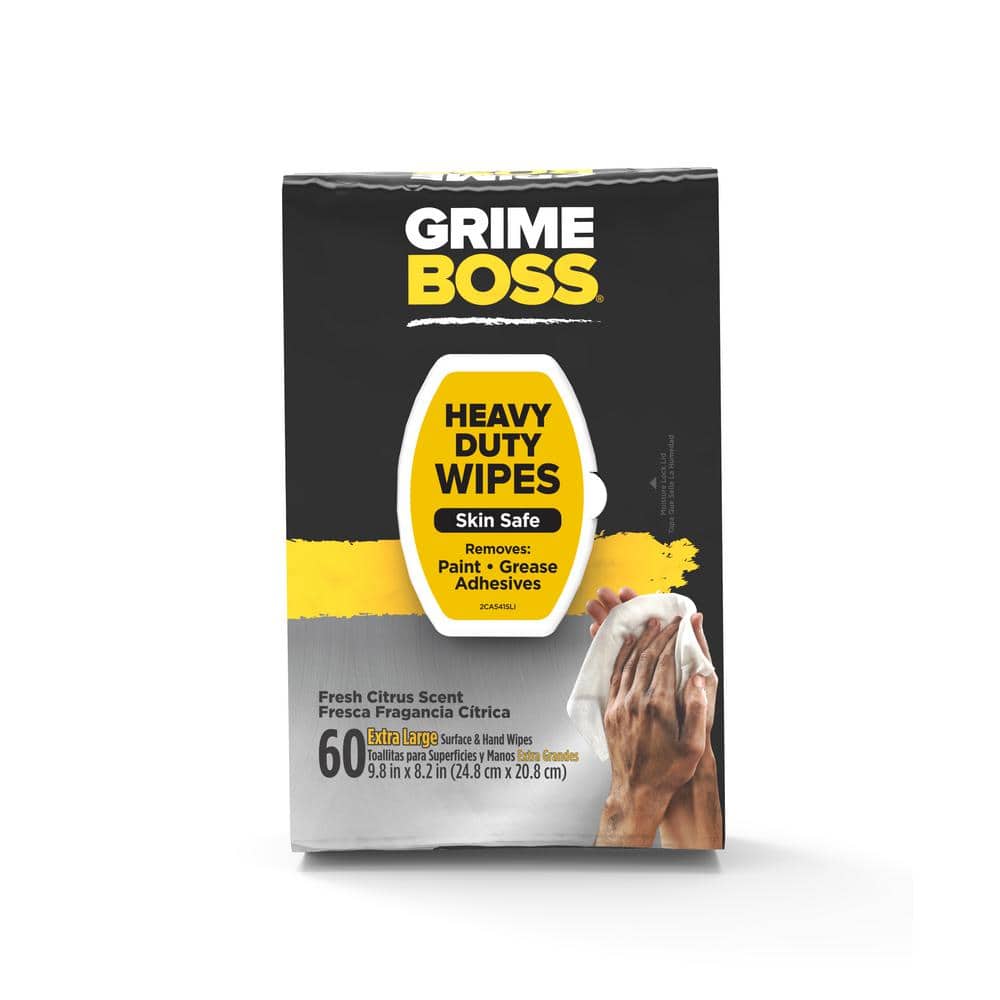 Grime Boss 60-Count Surface and Hand Wipes Heavy Duty Cleaning Wipes ...