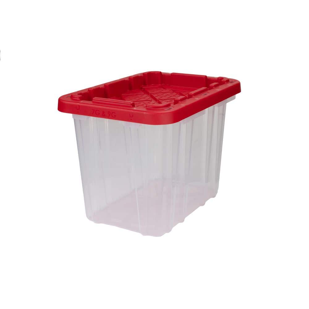 Reviews for HDX 9 Gal. Tough Storage Tote in Clear with Red Lid | Pg 2 ...