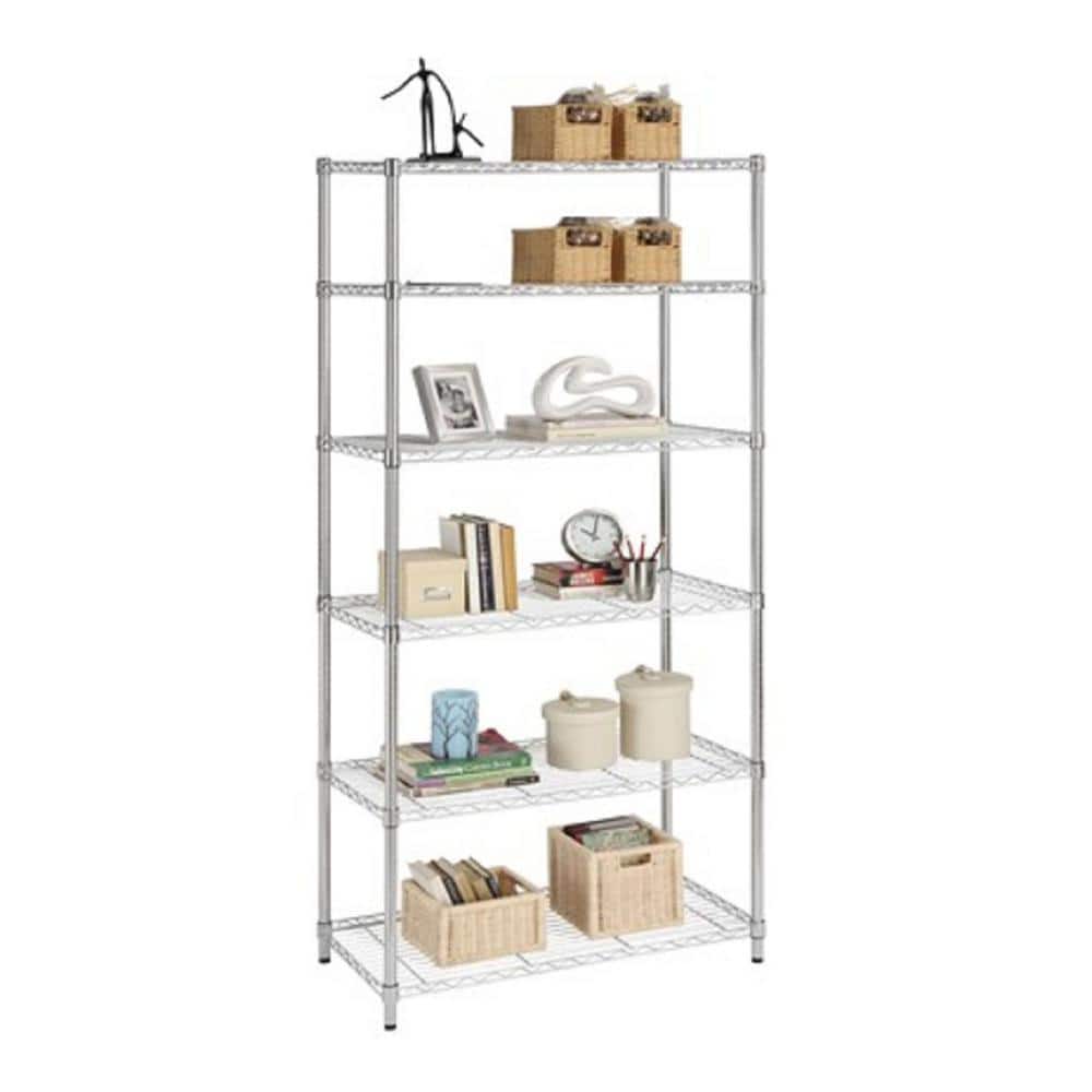 HDX 16 in. W x48 in. H x72 in. D 6-Tier Chrome Deco Metal Wire Shelving ...