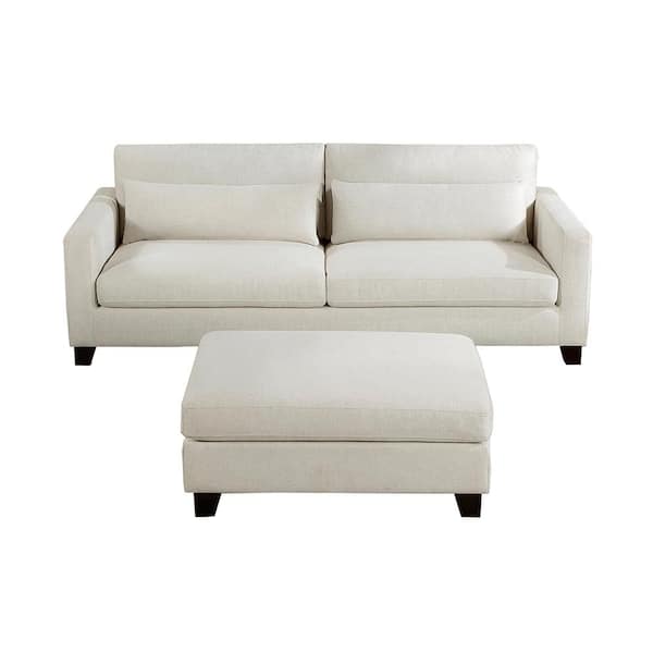Lazzara Hancock 88.5 in. Straight Arm 2-Piece Textured Fabric Sectional ...