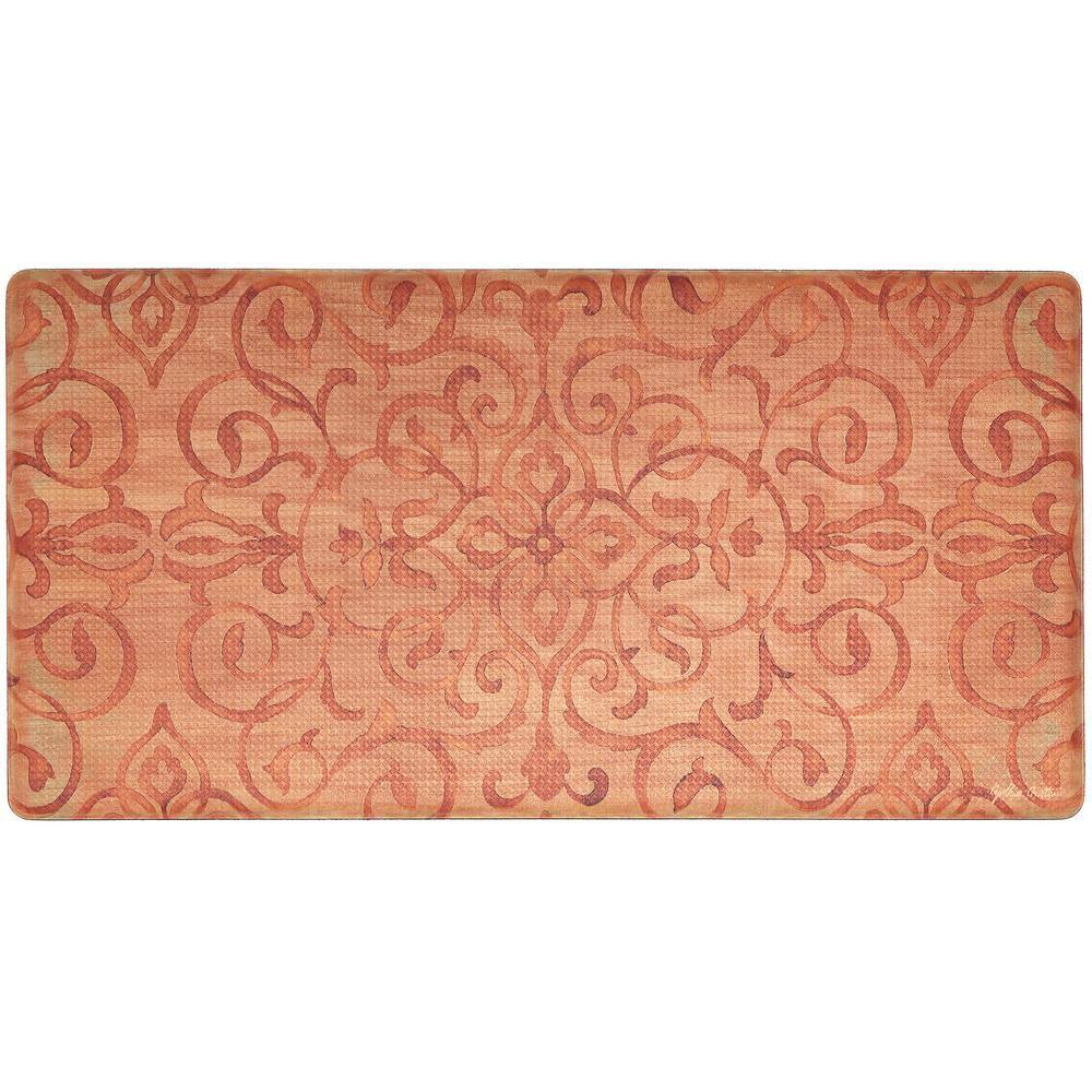J&V TEXTILES Rustic Medallion Rust 20 in. x 39 in. Anti-Fatigue Kitchen ...