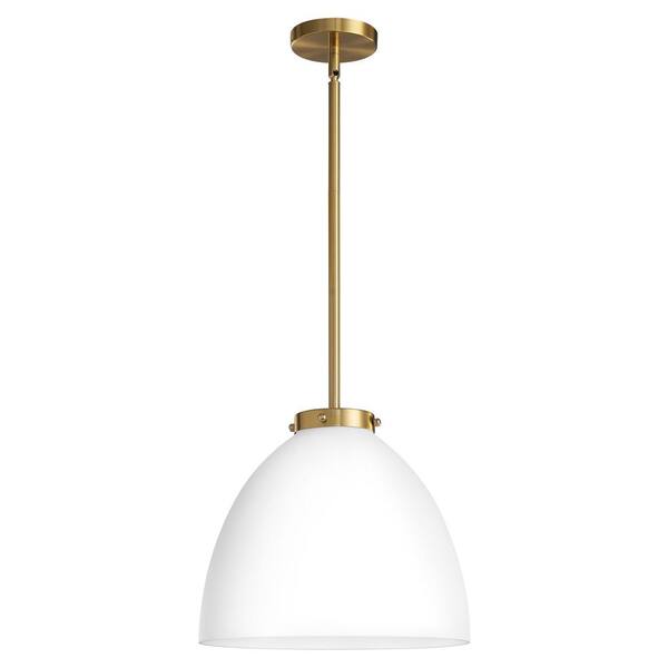 KAISITE 3-Light Gold Pendant Light Fixture with 13.8 in. White Glass ...