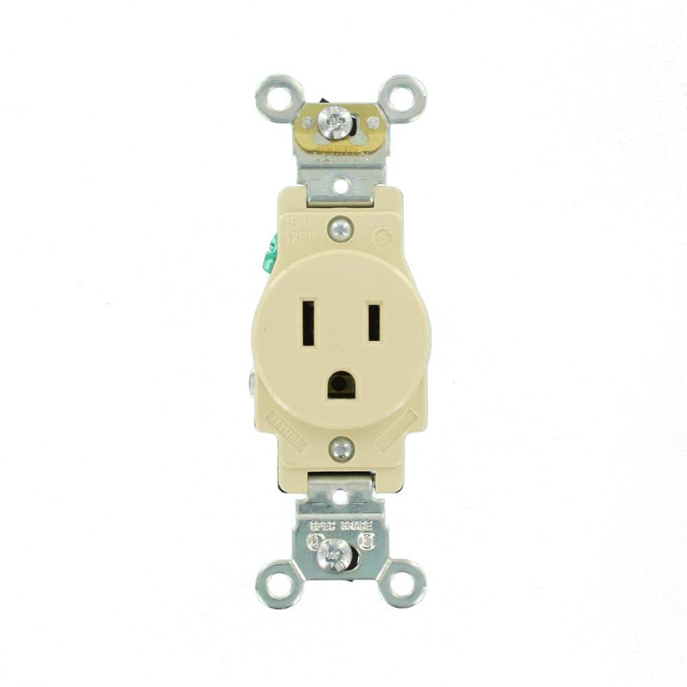 Leviton 15 Amp 125 V Industrial Grade Single Outlet/Receptacle, Ivory ...