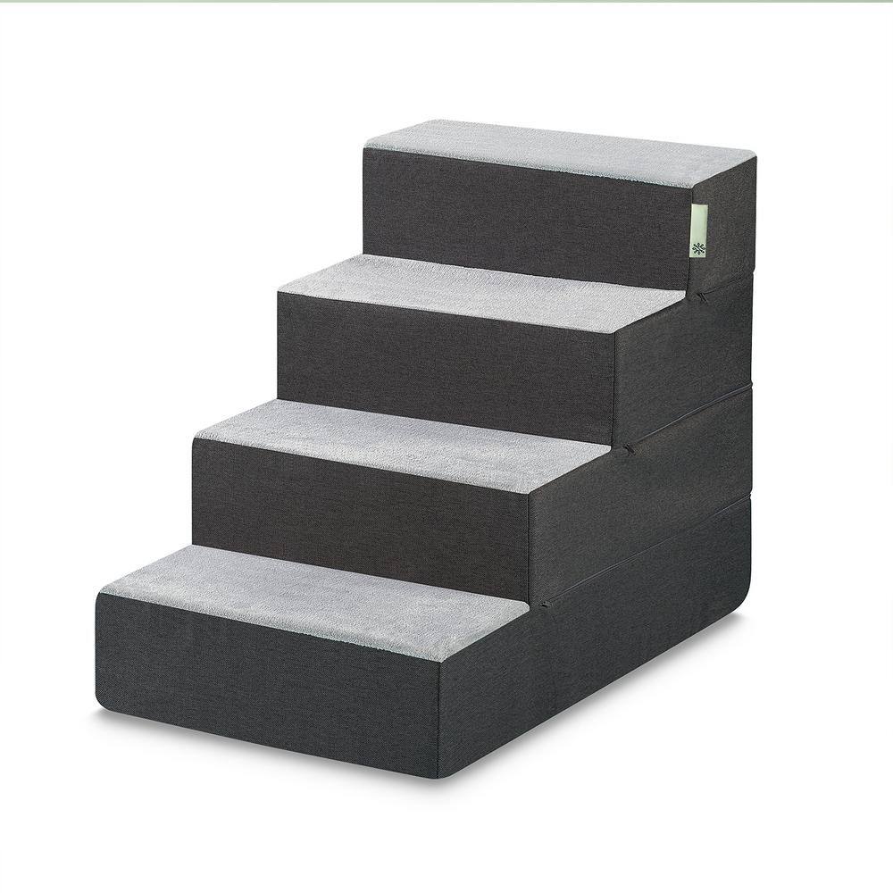 Zinus Dark Grey 22 in. Large Foam 4 of Steps Pet Stairs PS-C2822C - The ...