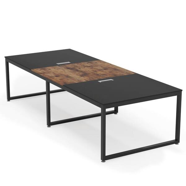 Tribesigns Cassey 94.48 in. Rectangular Black/Brown Engineered Wood and ...