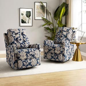 ARTFUL LIVING DESIGN Felipe Multi-Floral Turquoise Wing Back Swivel ...