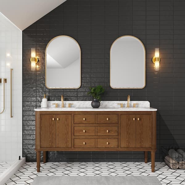 Home Decorators Collection Collette 72 in. Double Sink Cinnamon Oak ...