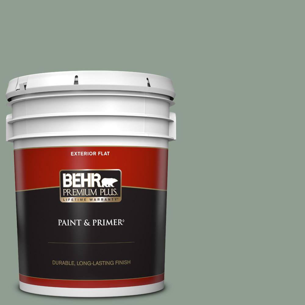 BEHR PREMIUM PLUS 5 gal. #ICC-104 Balsam Fir Flat Exterior Paint ...