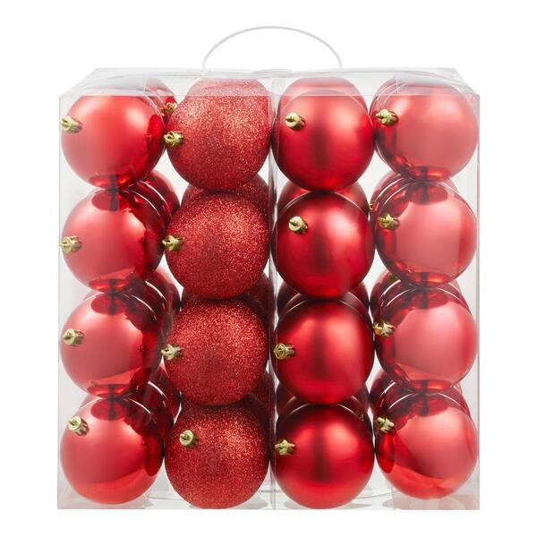 Home Accents Holiday 48 Piece Holiday Traditions Red Shatter Resistant Ornaments 24SU00092