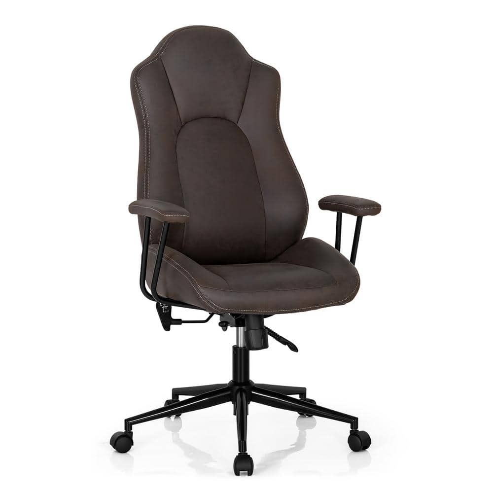 Costway Gray High Back Executive Office Chair Adjustable Reclining Task ...