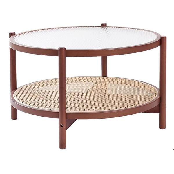 Rattan Nightstand Side Table, Bamboo Accent Bedside Tables, Glass ...