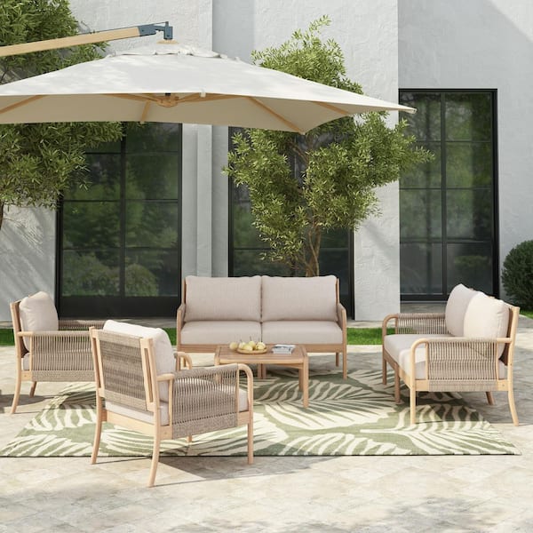 CHRISTOPHER KNIGHT HOME Ayumi 7-Piece Solid Wood and Rope Patio ...