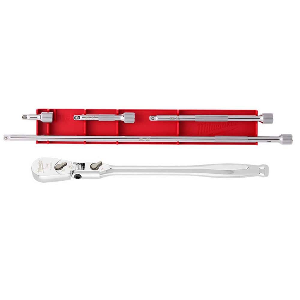 Milwaukee 1/4 in. Drive 9 in. Flex Head Ratchet with 1/4 in. Drive ...