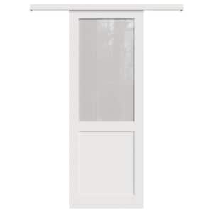EH PUERTA 30 in. x 80 in. Hidden Track 1/2 Lite Glass White Primed MDF ...