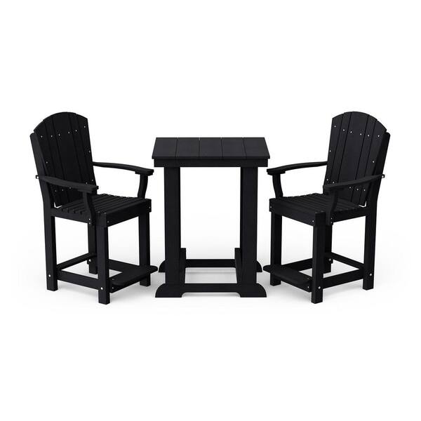 Wildridge Heritage 3-Piece Black HDPE Plastic Outdoor Patio Counter Set ...