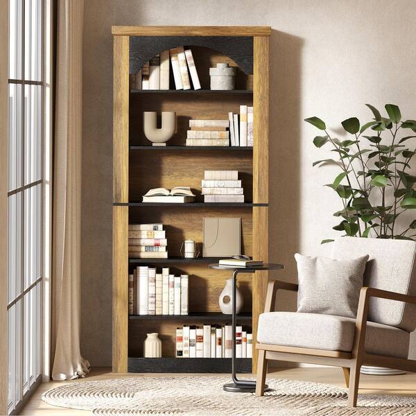 BYBLIGHT Eulas 70.9 in. Tall Brown Engineered Wood Bookcase with 6 ...