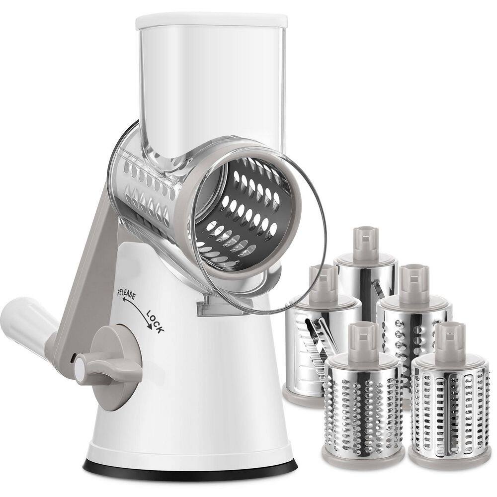 JFVKAF Stainless Steel Rotary Cheese Grater with 5 Interchangeable ...