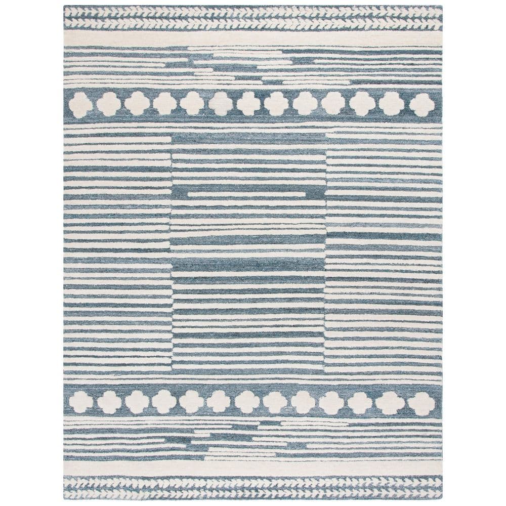 SAFAVIEH Abstract 8 ft. x 10 ft. Gray/Ivory Striped Aztec Area Rug ...
