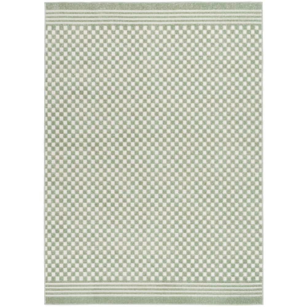 Nourison Casual Green 4 ft. x 6 ft. Checker Contemporary Area Rug ...
