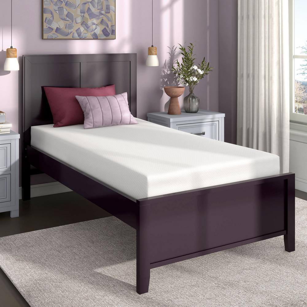 Furniture of America Lumi Twin Medium Green Tea Memory Foam 10 in Bed ...