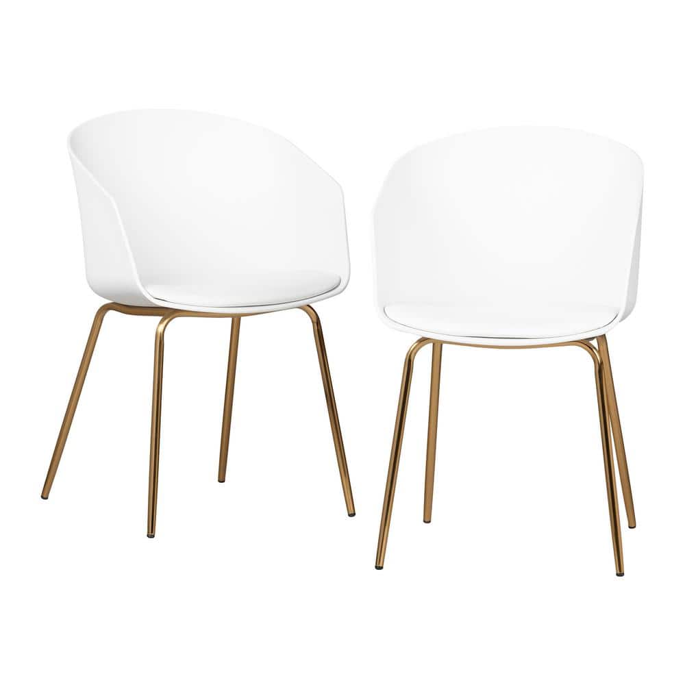 South Shore Flam White and Gold Chair (Set of 2) 100415 - The Home Depot