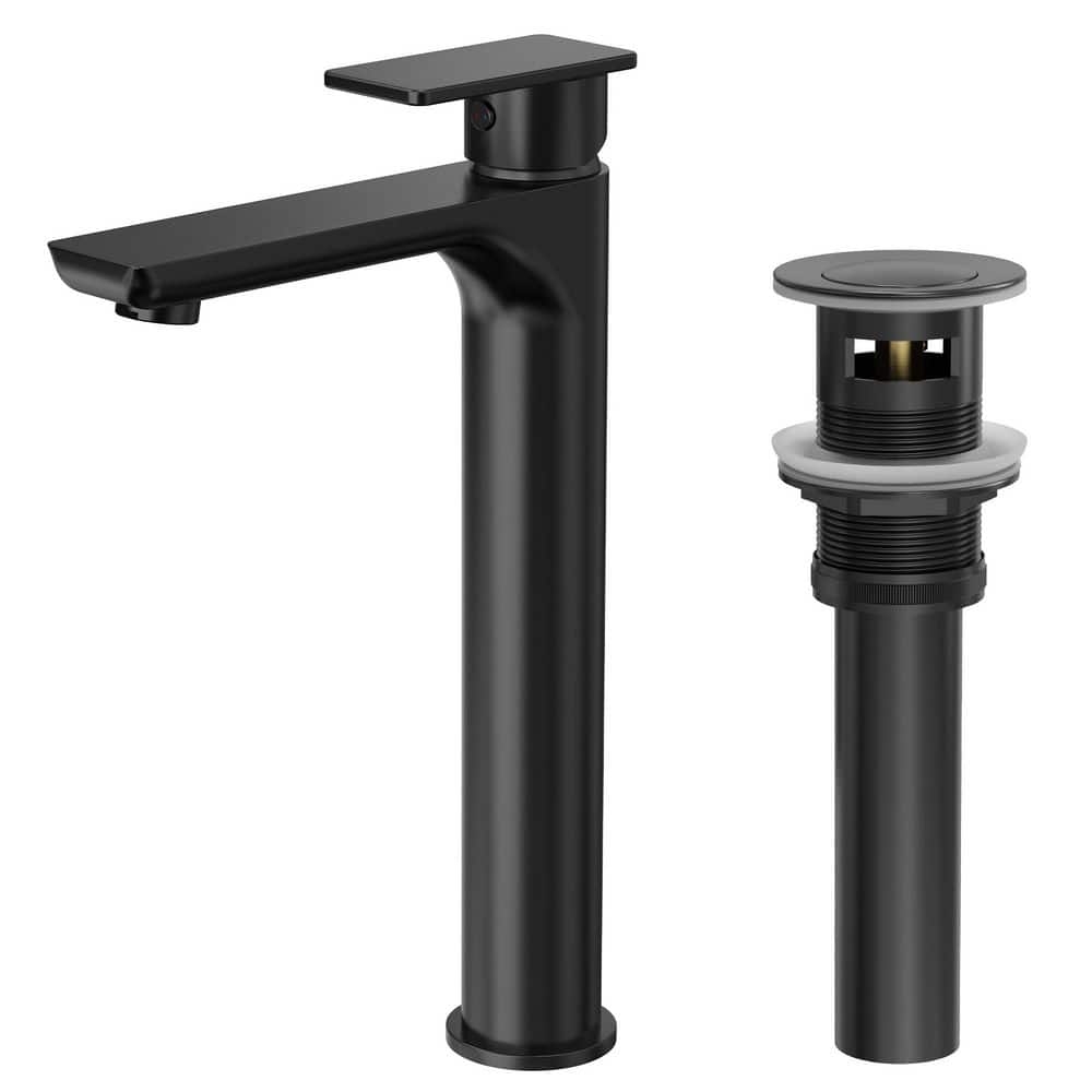 GRANDJOY 12 in. Faucet Height 1-Handle Single Hole Bathroom Vessel Sink ...