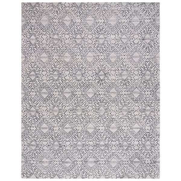 SAFAVIEH Casablanca 8 ft. x 10 ft. Ivory/Black Distressed Geometric ...