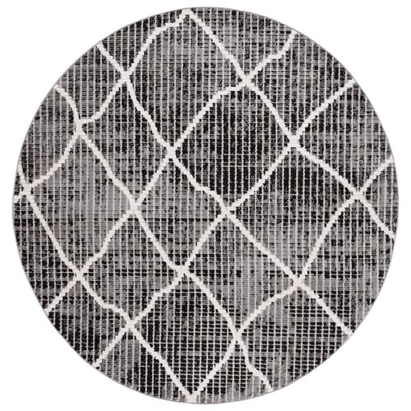 SAFAVIEH Marrakesh 7 ft. x 7 ft. Charcoal/Ivory Abstract Diamond Round ...