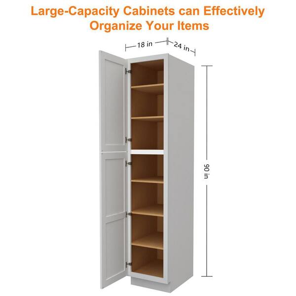 HOMEIBRO 18 in. W x 24 in. D x 90 in. H in Shaker Dove Plywood Ready to Assemble Floor Wall ...