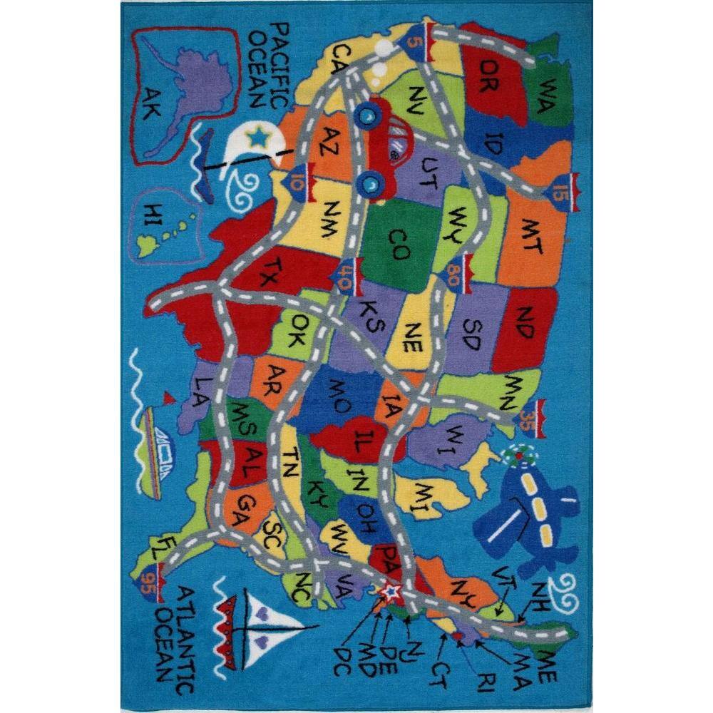 LA Rug Fun Time Travel Fun Multi Colored 8 ft. x 11 ft. Area Rug FT 133 ...