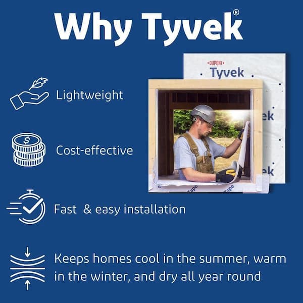 TYVEK 2 in. x 164 ft. HomeWrap Housewrap Installation Tape (328 Sq.Ft ...